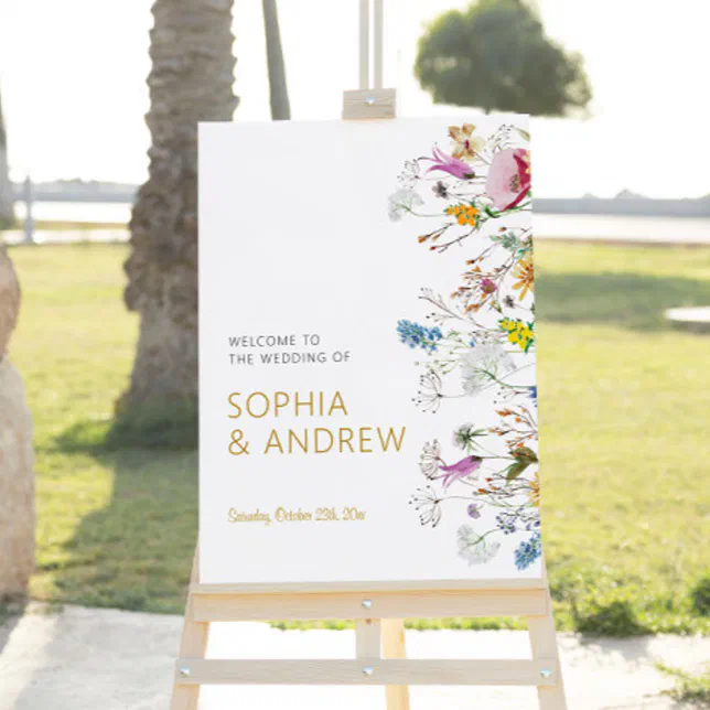 Boho Wildflowers Wedding Welcome Sign | Zazzle