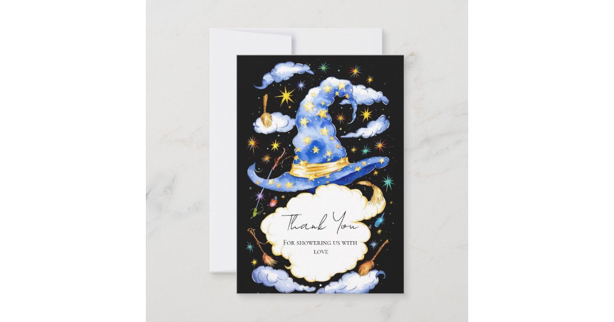 Boho Wizard Hat Baby Shower Thank You Card | Zazzle