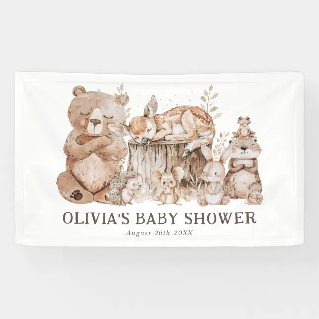 Boho Woodland Animals Gender Neutral Baby Shower Banner | Zazzle