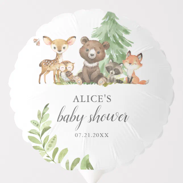 Boho Woodland Animals Rustic Baby Shower Balloon | Zazzle