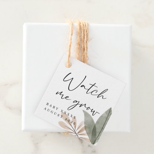 Boho Woodland Baby Shower Watch me Grow Favor Tag | Zazzle