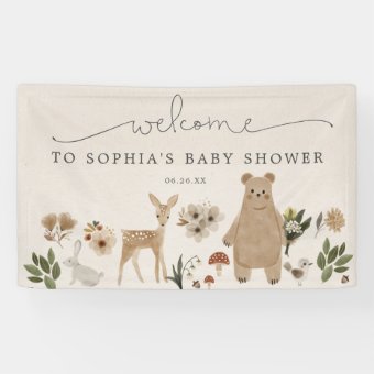 Boho Woodland Baby Shower Welcome Banner | Zazzle