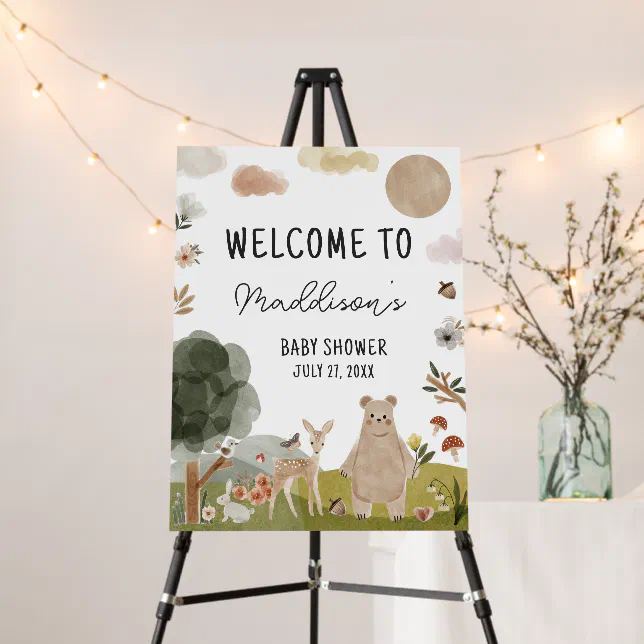 Boho Woodland Baby Shower Welcome Sign | Zazzle