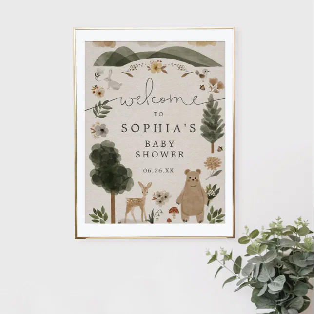 Boho Woodland Baby Shower Welcome Sign | Zazzle