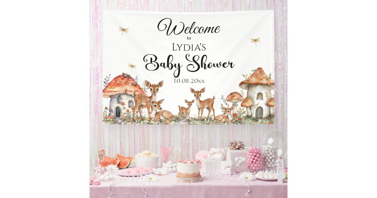 Boho Woodland Forest Animals Baby Shower Welcome Banner | Zazzle