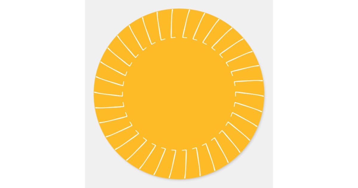 Boho yellow sun rays border frame blank cute classic round sticker | Zazzle