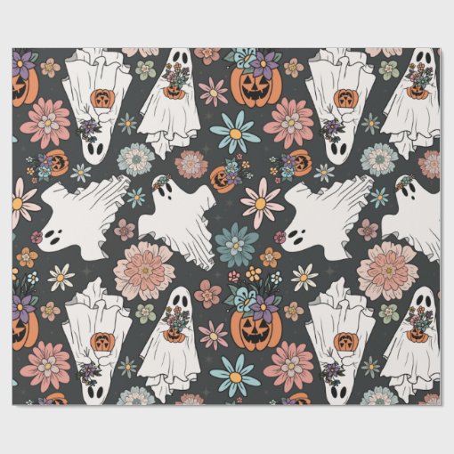 BohoWeen Halloween Ghosts Wrapping Paper | Zazzle
