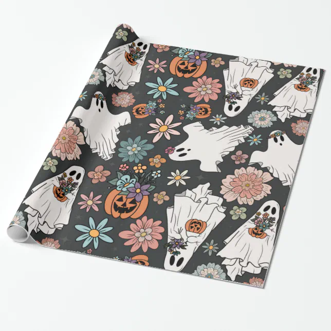 BohoWeen Halloween Ghosts Wrapping Paper | Zazzle