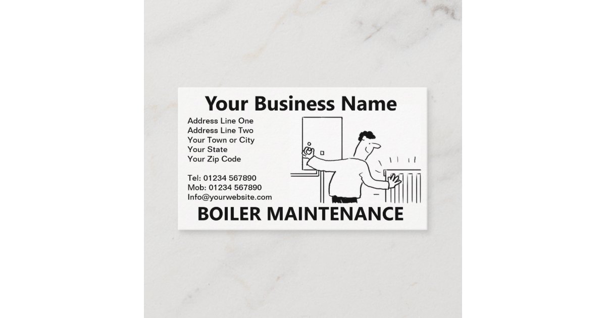Boiler Maintenance Cartoon Business Card | Zazzle