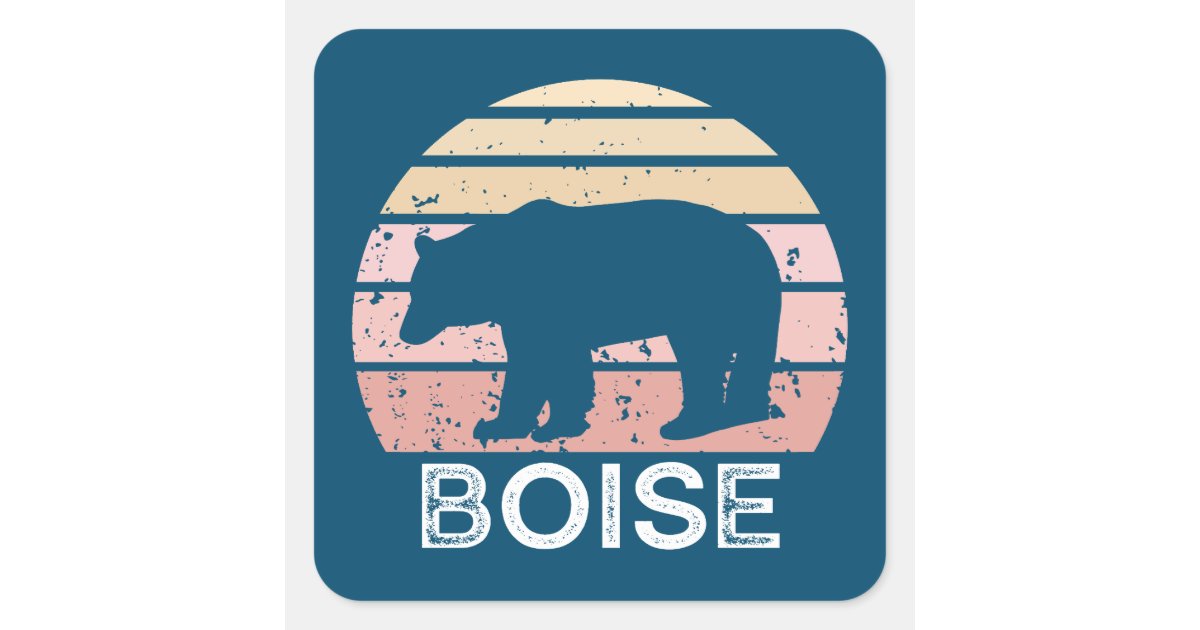 Boise Idaho Retro Bear Square Sticker | Zazzle