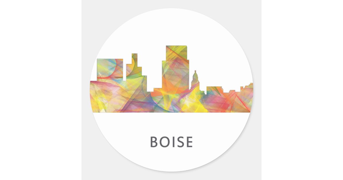BOISE IDAHO SKYLINE WB1 - CLASSIC ROUND STICKER | Zazzle