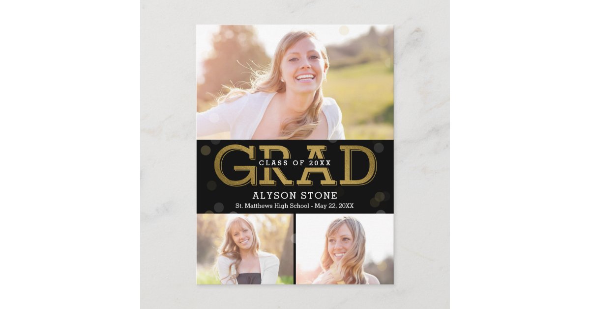 Bokeh Collage EDITABLE COLOR Graduation Postcard | Zazzle.com