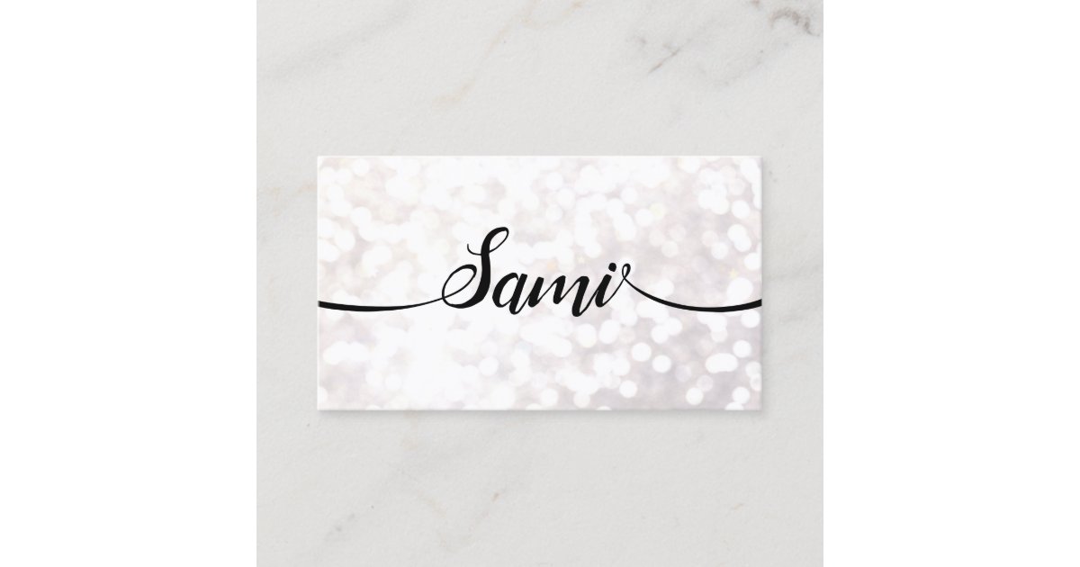 Bokeh Glitter Calligraphy Font Networking card | Zazzle