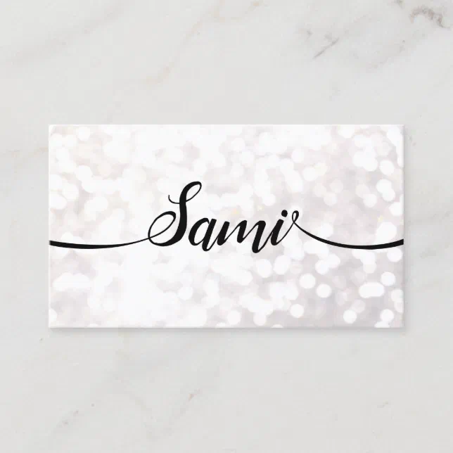 Bokeh Glitter Calligraphy Font Networking card | Zazzle