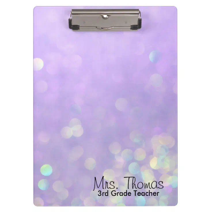 Bokeh Personalized Clipboard (Purple) | Zazzle
