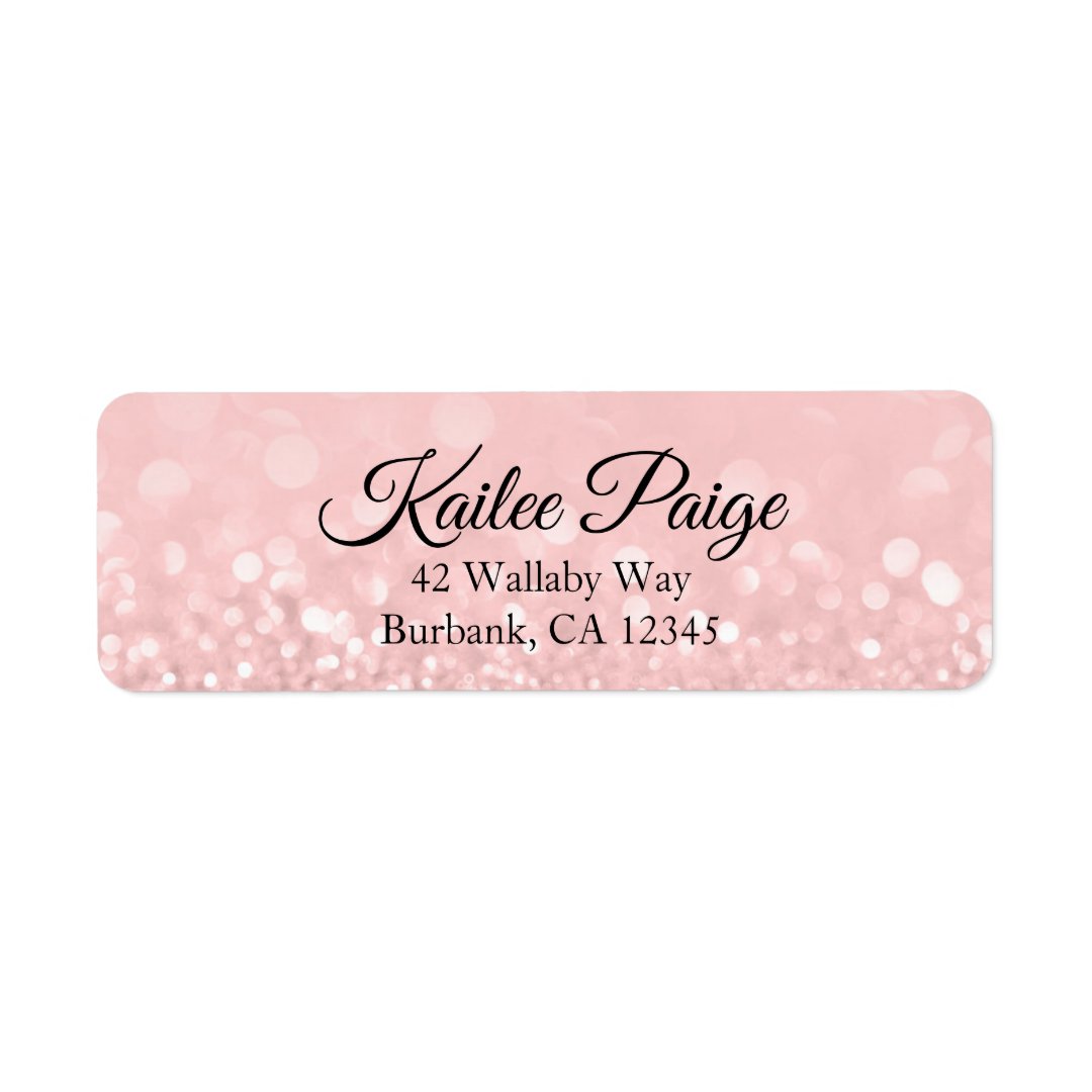 Bokeh Pink Glitter Return Address Label | Zazzle