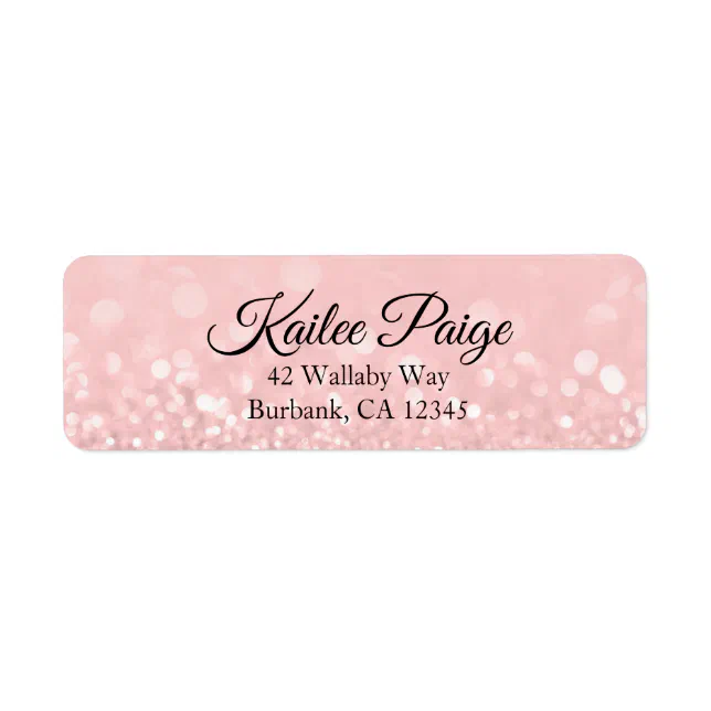 Bokeh Pink Glitter Return Address Label | Zazzle