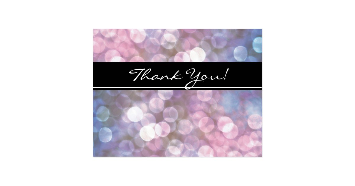Bokeh sparkle lights trendy event thank you postcard | Zazzle.com