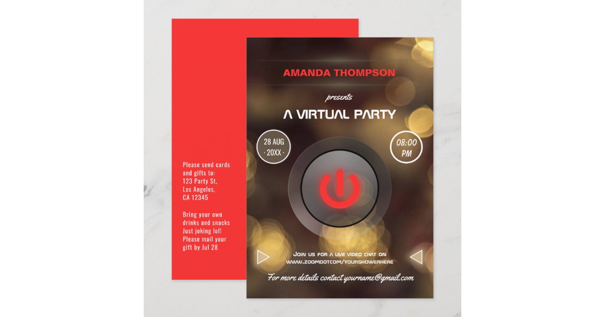 Bokeh Virtual Birthday Party Gig Invitation | Zazzle