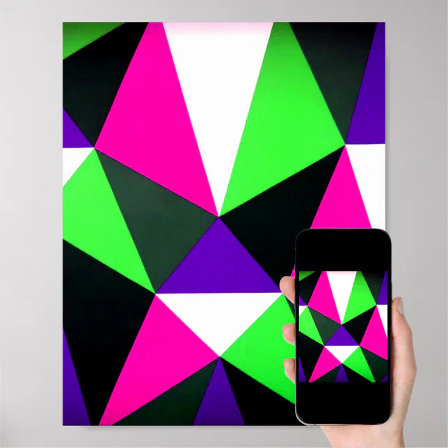 Bold 80s Color Block Neon Green Pink Purple Poster | Zazzle