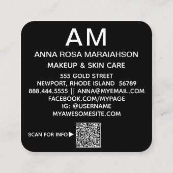 Bold Abstract QR Artsy GLITTER LOGO PHOTO Square Business Card | Zazzle