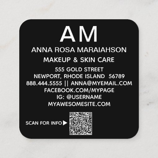 Bold Abstract QR Artsy GLITTER LOGO PHOTO Square Business Card | Zazzle
