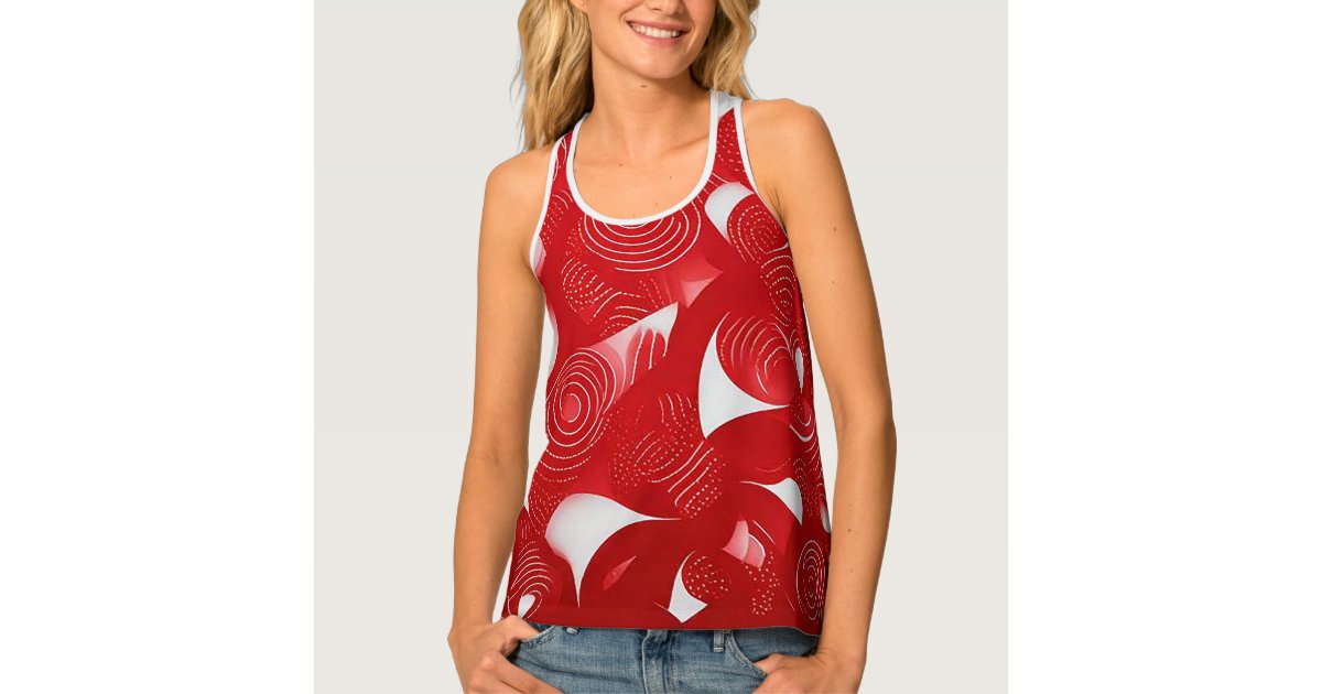 Bold Abstract Red & White Tank Top | Zazzle