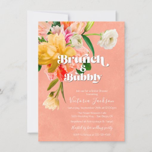 Bold and Bright Blooms Floral Brunch Invitation | Zazzle