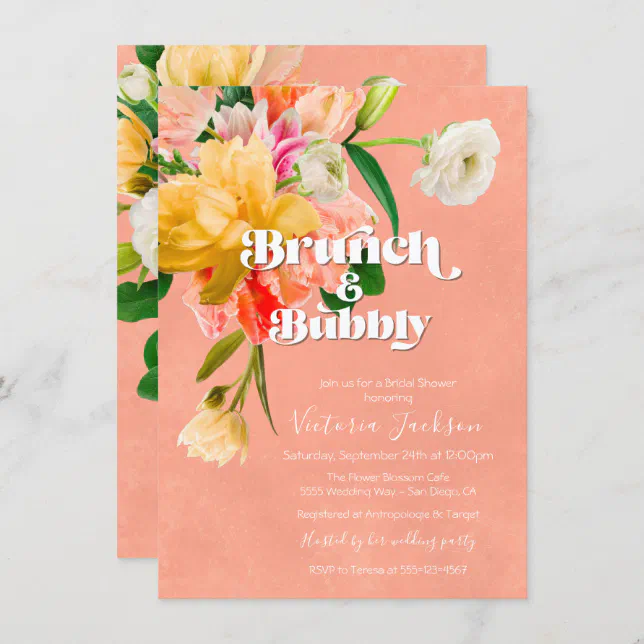 Bold and Bright Blooms Floral Brunch Invitation | Zazzle