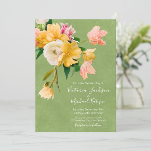 Bold and Bright Blooms Floral Wedding Invitation | Zazzle