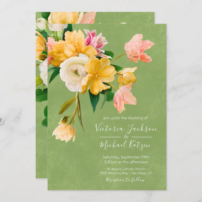 Bold and Bright Blooms Floral Wedding Invitation | Zazzle