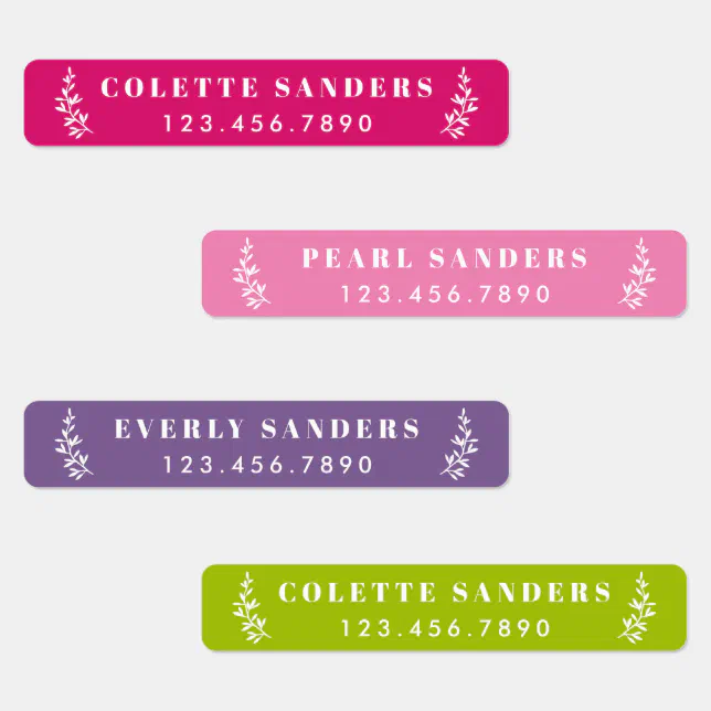 Bold and Bright Iron On Name Labels | Zazzle