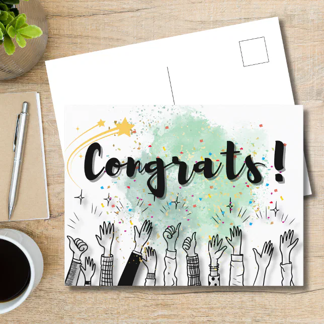Bold and Fun Congrats Celebration Postcard | Zazzle