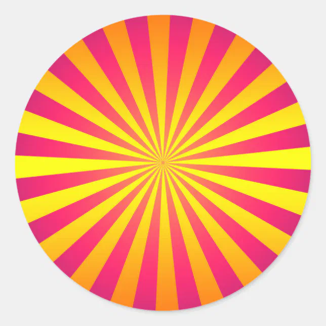 Bold and Vibrant Retro Sunburst Sticker | Zazzle
