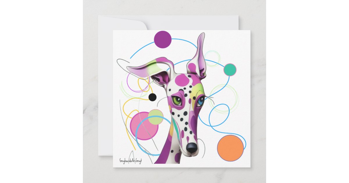 Bold Beautiful Futuristic Greyhounds Note Card | Zazzle