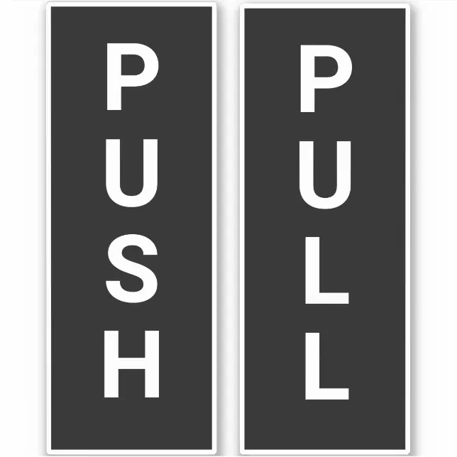 Bold Black And White Push Pull Door Sticker | Zazzle