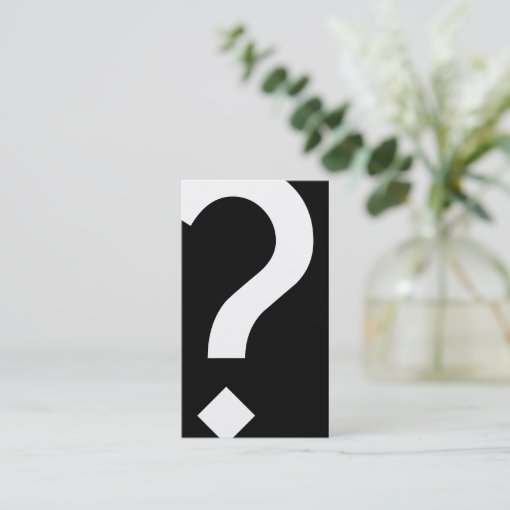 bold black and white question mark business card | Zazzle