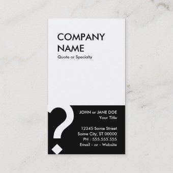 bold black and white question mark business card | Zazzle