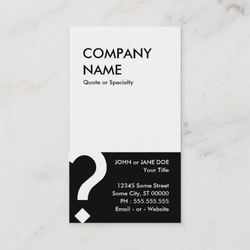 bold black and white question mark business card | Zazzle