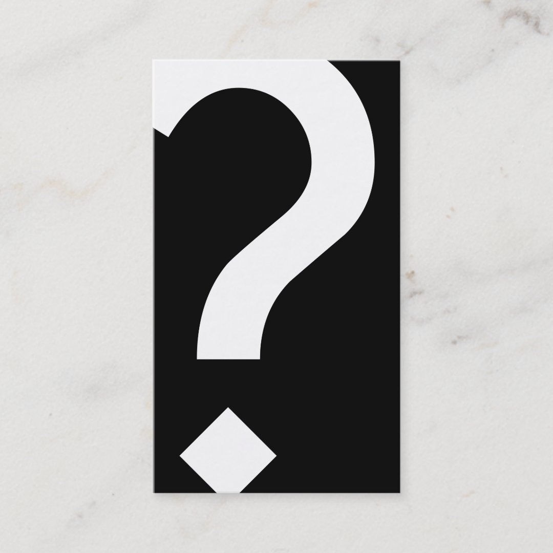 bold black and white question mark business card | Zazzle