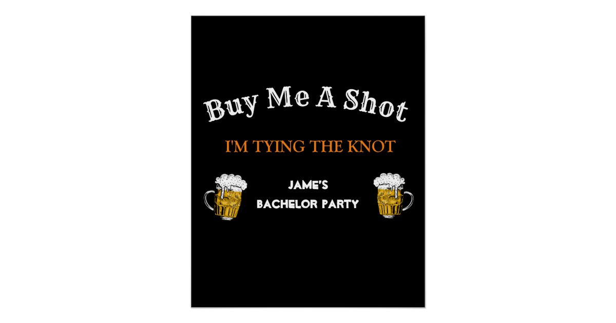 Bold Black White Bachelor Party Backdrop Poster | Zazzle