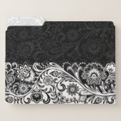 Bold Black White Floral Design File Folders | Zazzle