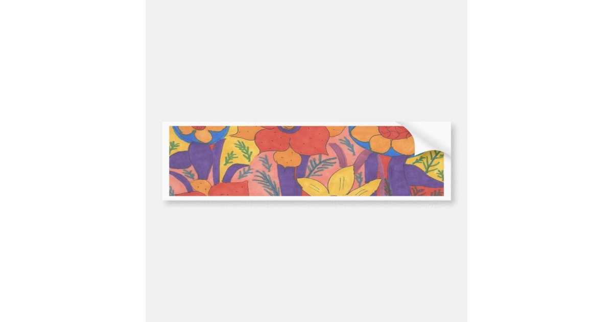 Bold Bohemian Orange Garden Print Bumper Sticker | Zazzle