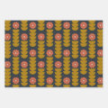 Bold Boho Botanical Geometric Blue Gold Wrapping Paper Sheets | Zazzle