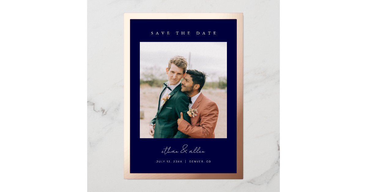 Bold Border Foil Save the Date Minimal Photo Cards | Zazzle