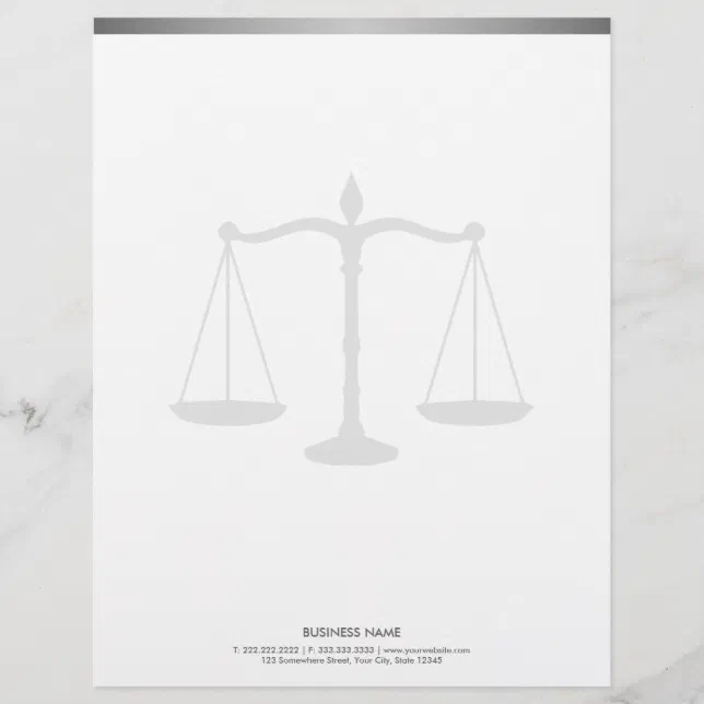 Bold Border Scale of Justice Attorney Letterhead | Zazzle
