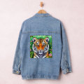 Bold Botanical Tiger cub Denim Jacket | Zazzle