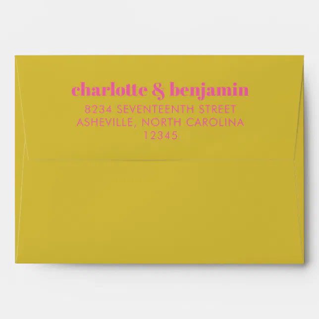 Bold Bright Pink and Yellow Typography Modern Envelope | Zazzle