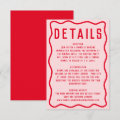 Bold Bright Pink Red Squiggle Wavy Retro Wedding Enclosure Card | Zazzle