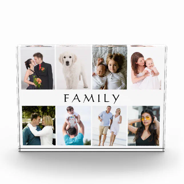 Bold Calligraphy Typed 8 Family Photo Block | Zazzle